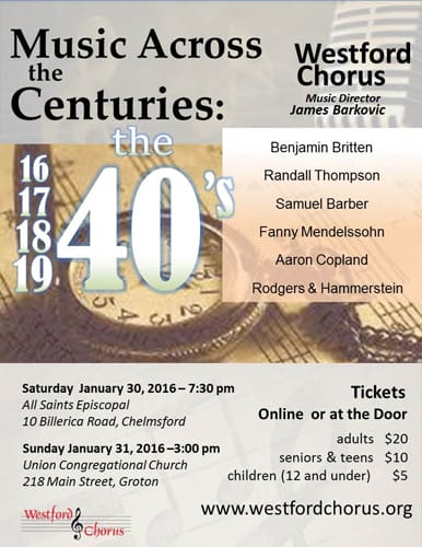 Music of 40s Poster-500 – Westford Chorus